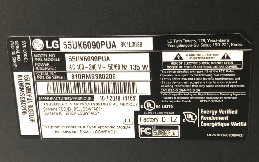 LG LCD 55UK6090PUA