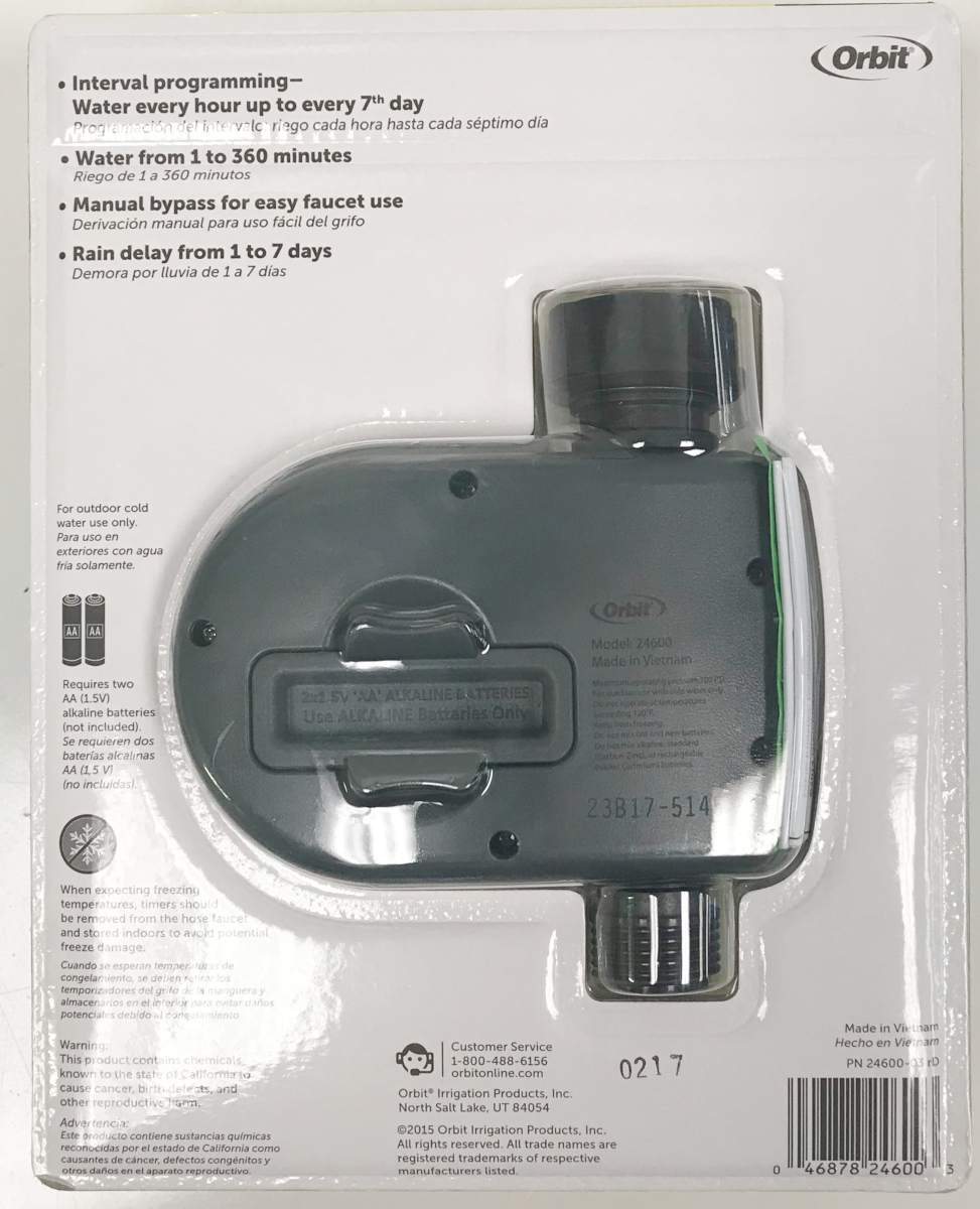 Orbit Sprinkler System 24600 Hose Faucet Timer