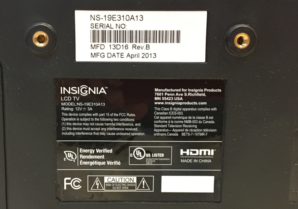 Insignia Lcd NS-19E31A13