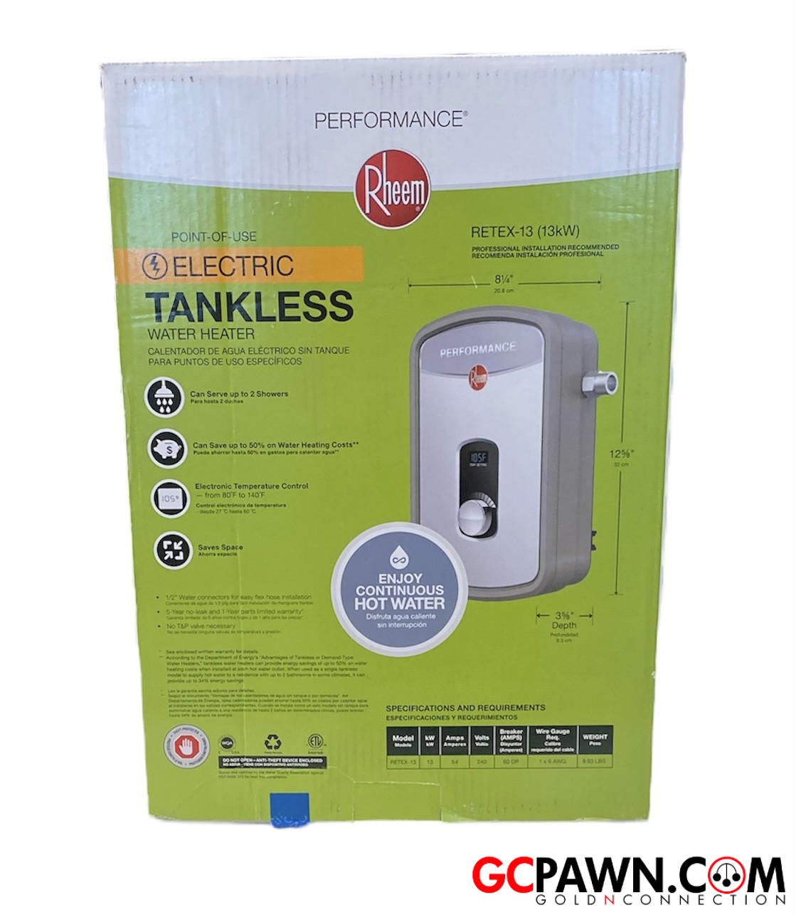 Rheem Water Heater RETEX-13